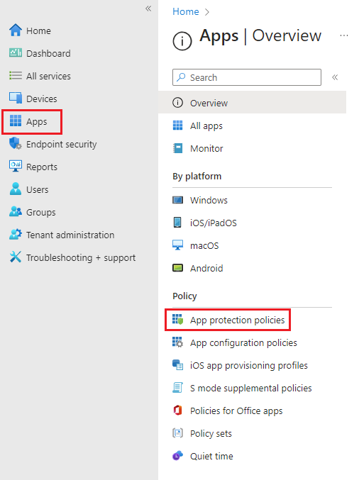 How do I manage the MAM (App Protection Policy) from Microsoft Intune?